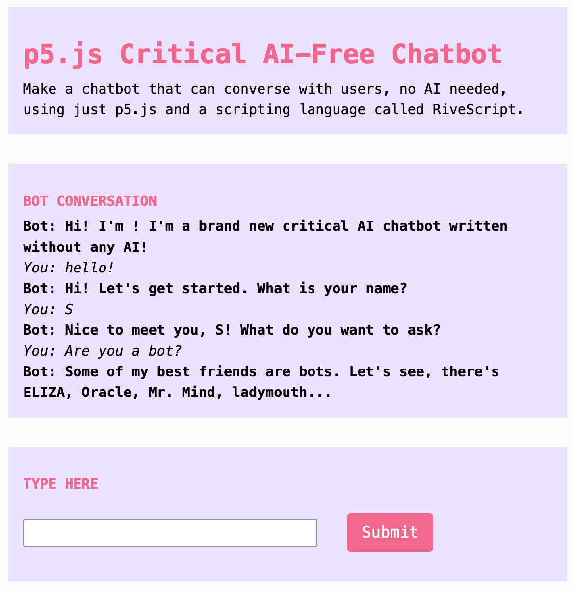 Critical AI No-AI Chatbot